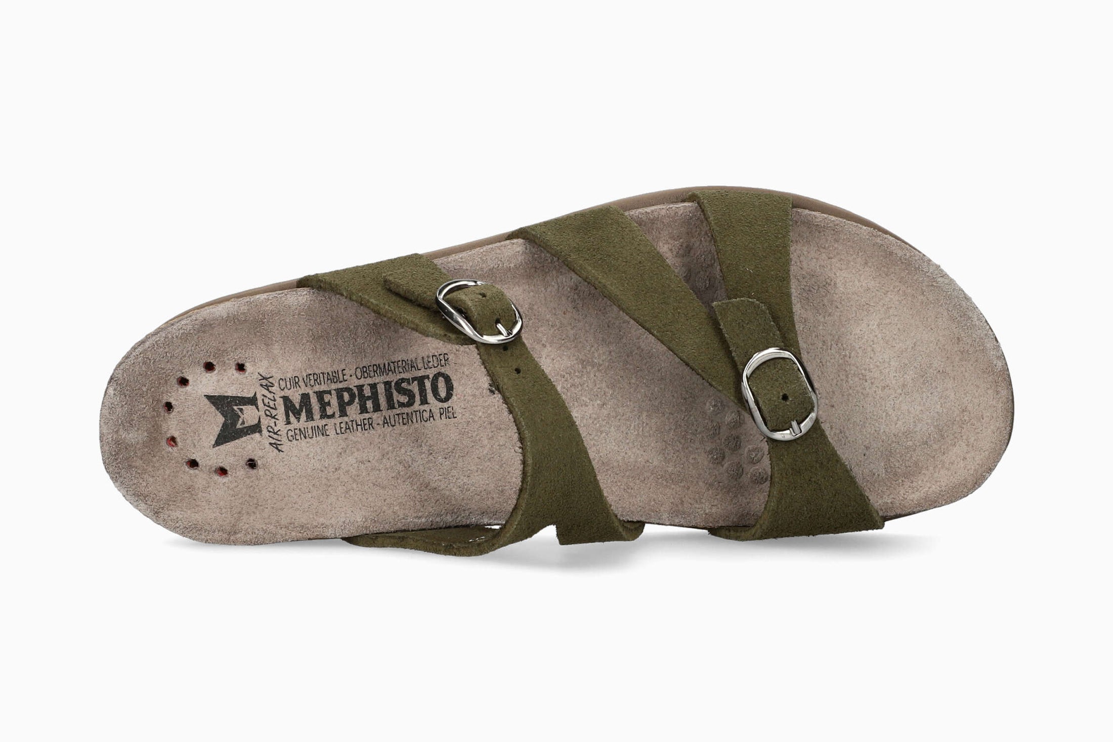 MEPHISTO HANNEL | Women Cork Sandals Green Leather Velvet | Mephisto USA